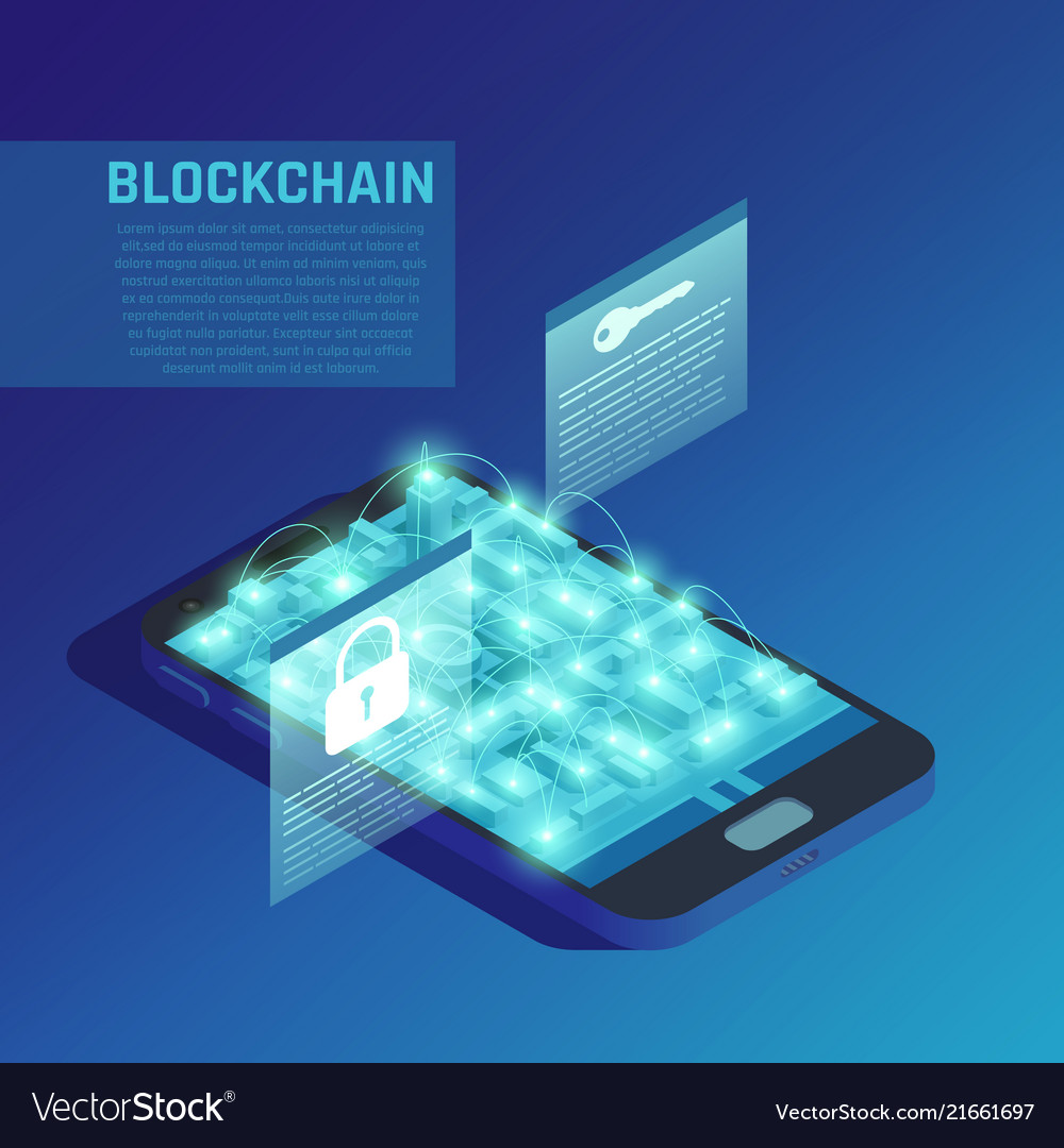 Blockchain Isometric Composition Royalty Free Vector Image