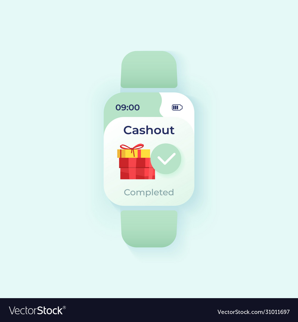 Cashout completed smartwatch interface template Vector Image Cashout completed smartwatch interface template Vector Image