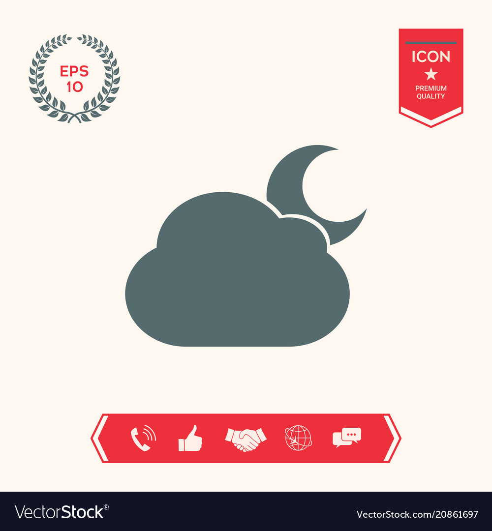 Cloud moon symbol icon Royalty Free Vector Image