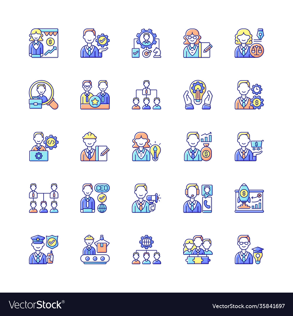Company structure rgb color icons set Royalty Free Vector Company structure rgb color icons set Royalty Free Vector