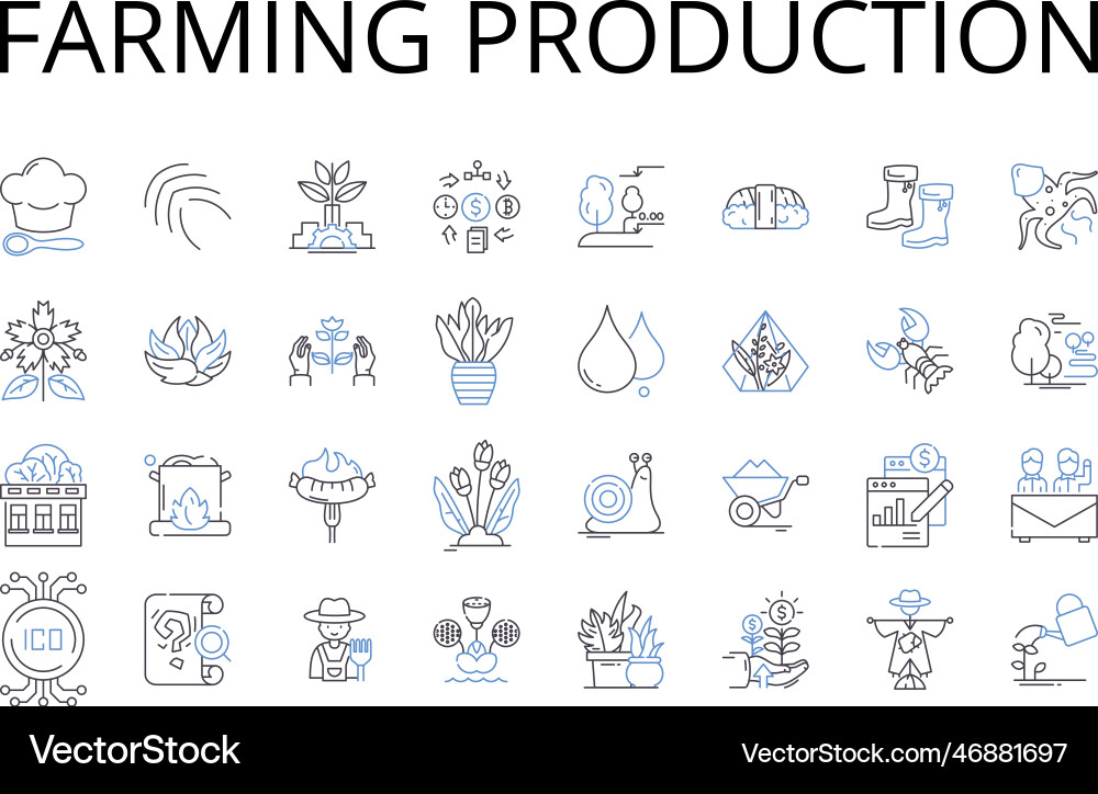 Farming production line icons collection Vector Image