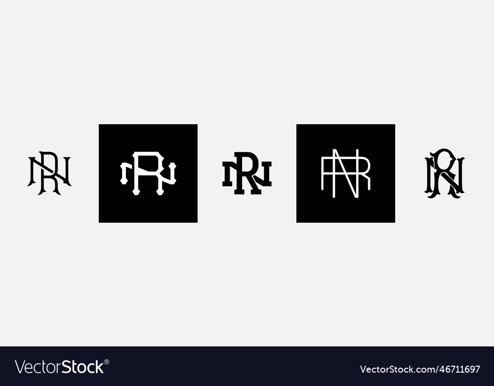 Initial letters rn monogram logo design bundle Vector Image