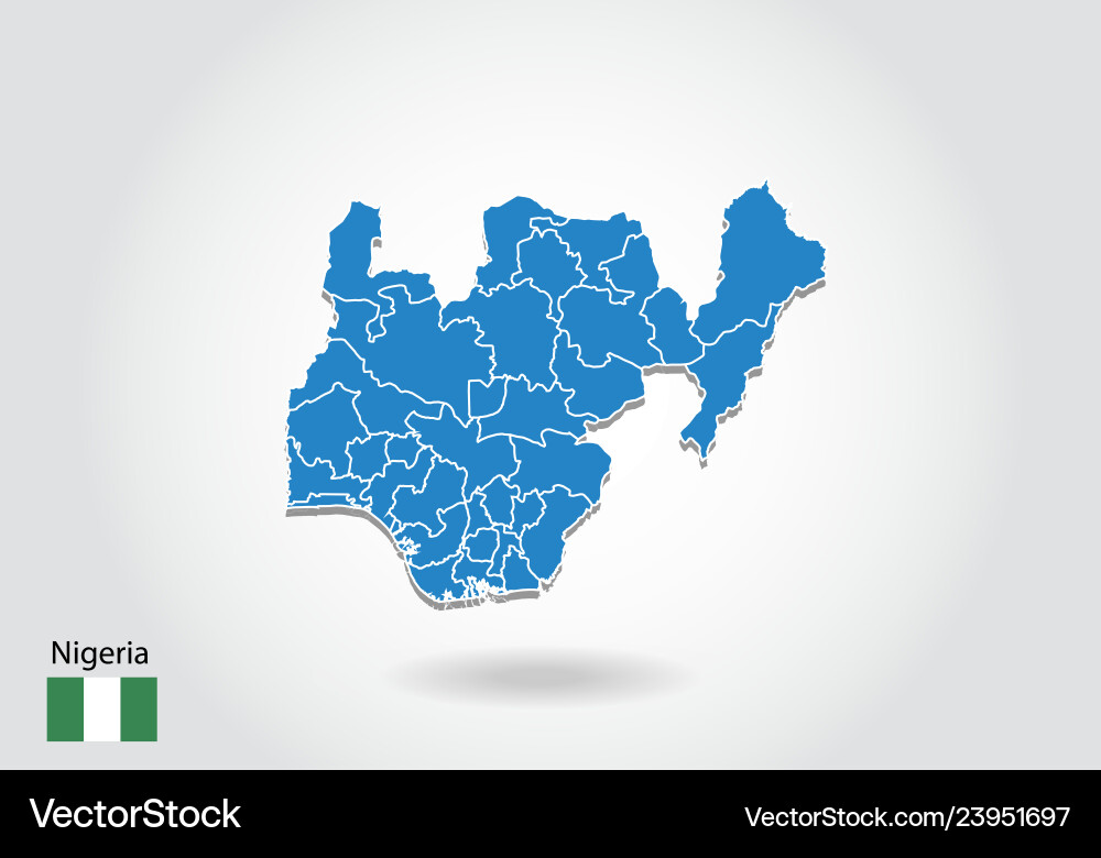 Nigeria map design with 3d style blue Royalty Free Vector