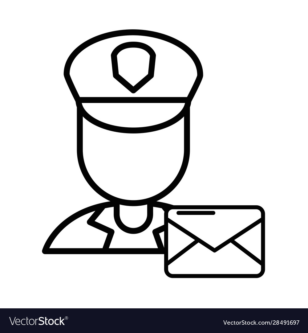 Postman worker character isolated icon Royalty Free Vector