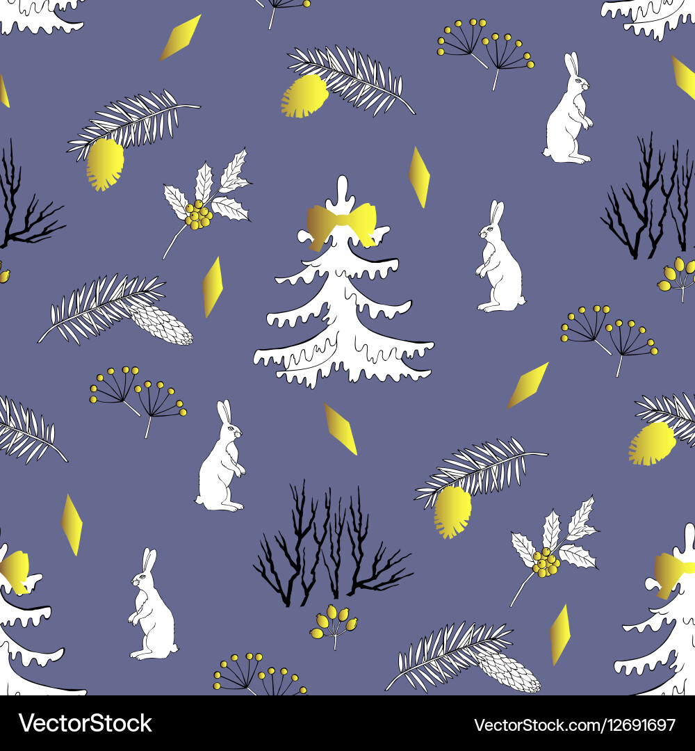 Seamless pattern with christmas forest Royalty Free Vector
