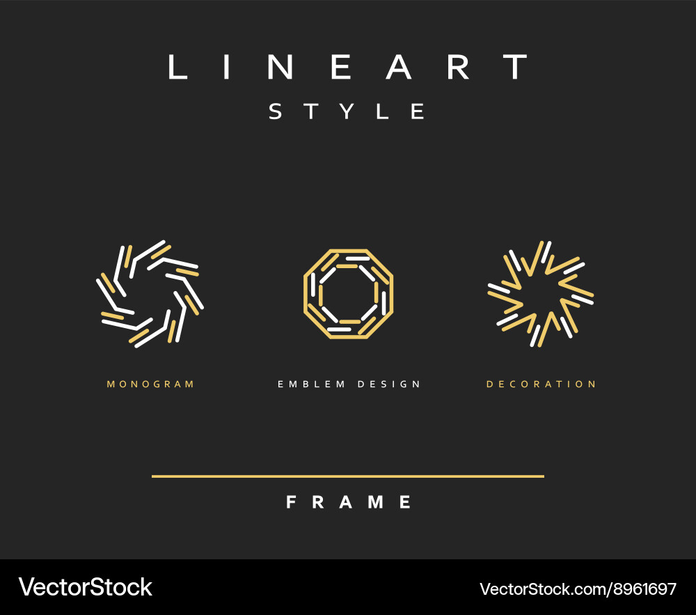 Set of elegant line art design monogram Royalty Free Vector