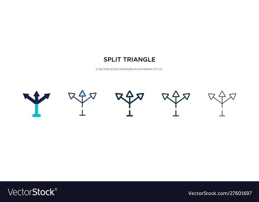 Split triangle icon in different style two Vector Image