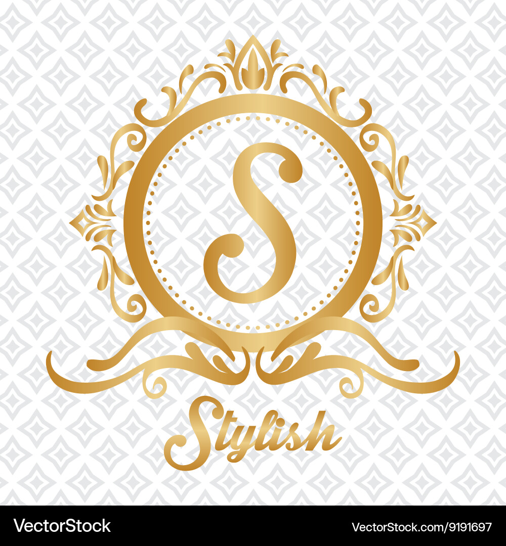 Stylish design decorated icon gold Royalty Free Vector Image
