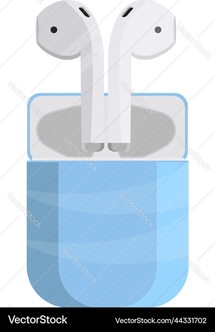 Air pods in blue box on a white background Vector Image