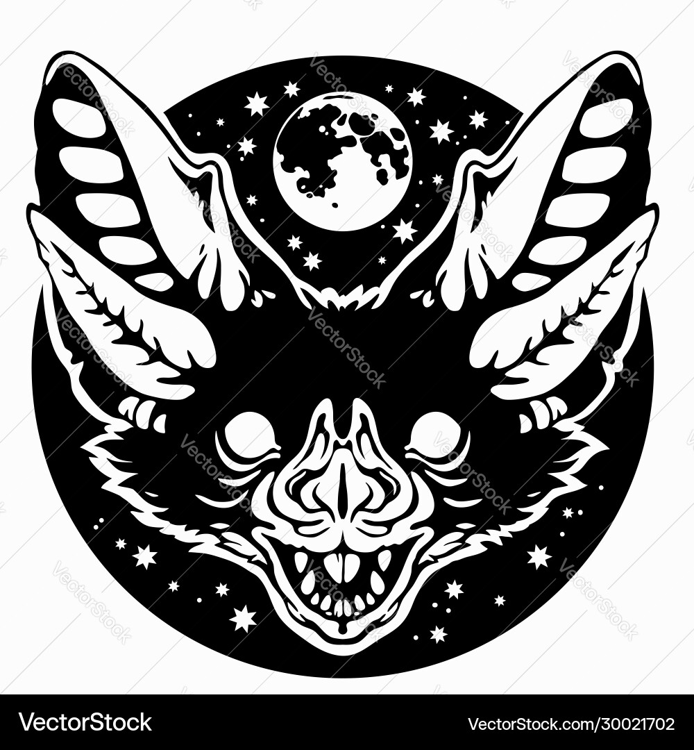 Bat muzzle black Royalty Free Vector Image - VectorStock