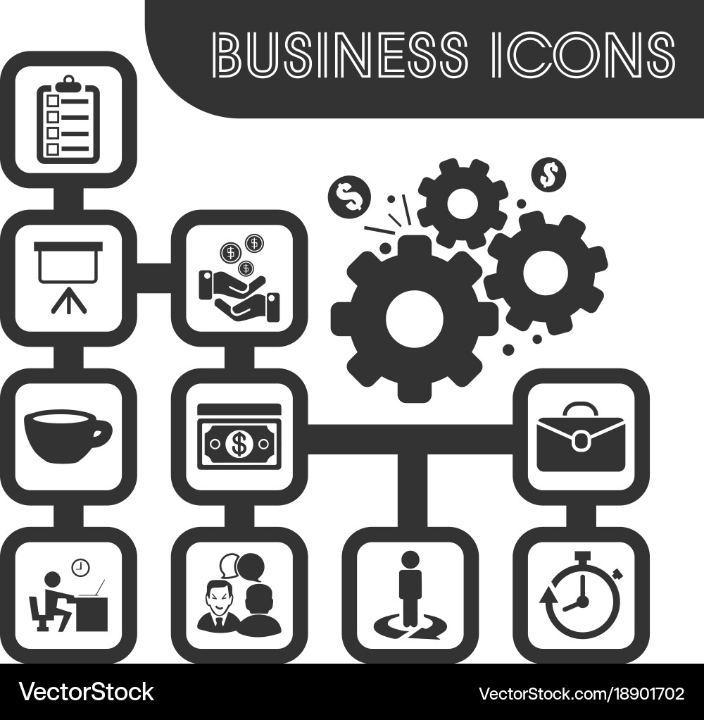 Business outline icons set Royalty Free Vector Image