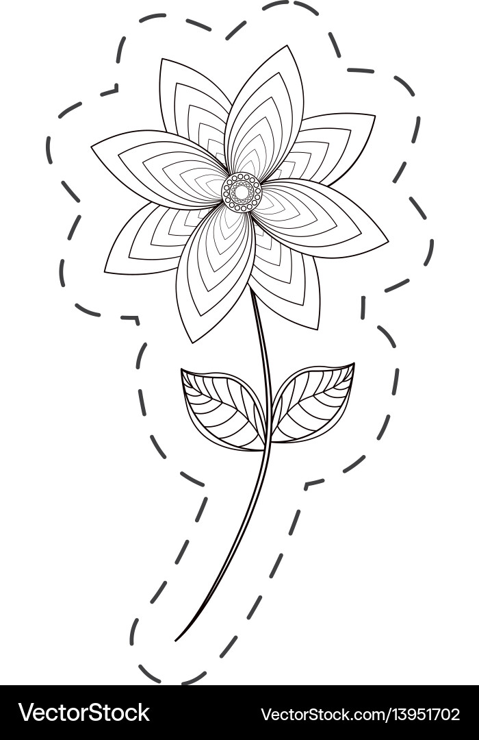 Chrysantemum flower decoration cut line Royalty Free Vector