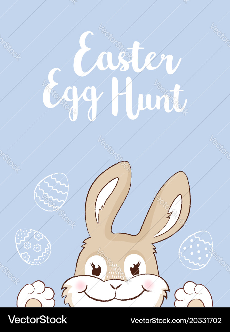 Easter bunny with eggs egg hunt Royalty Free Vector Image