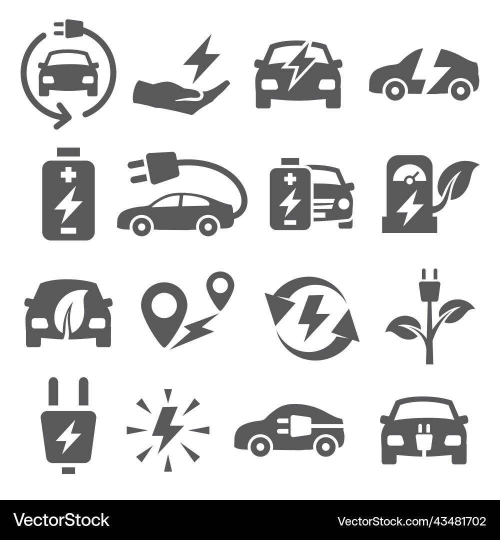 Electric car icons on white background Royalty Free Vector