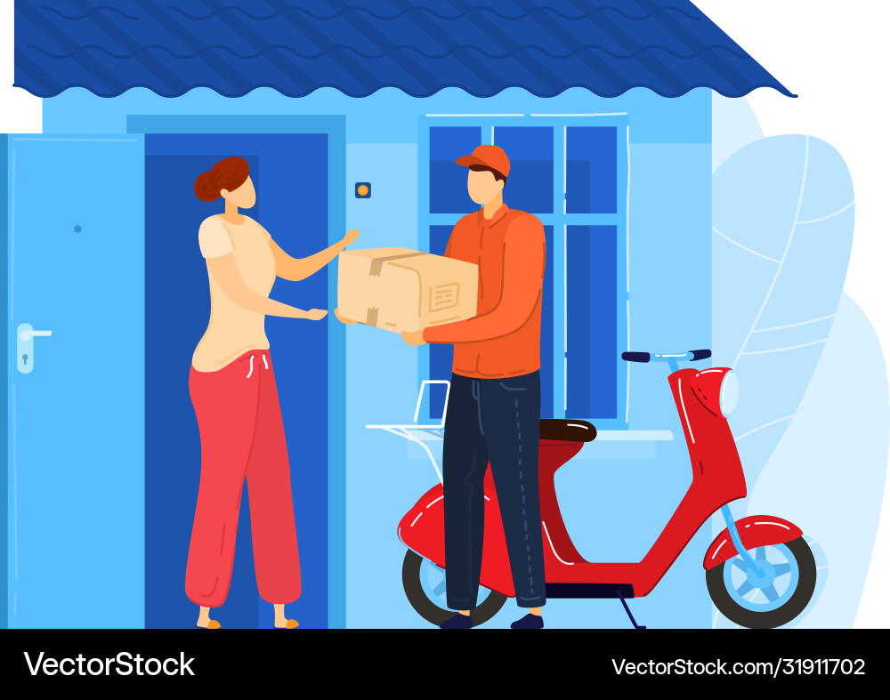 Fast mail service male character postman drive Vector Image