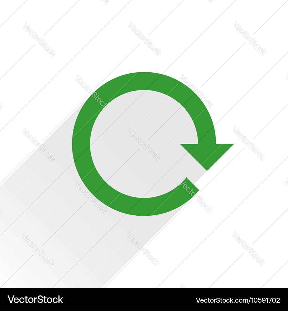 Flat green arrow icon reset sign on white Vector Image