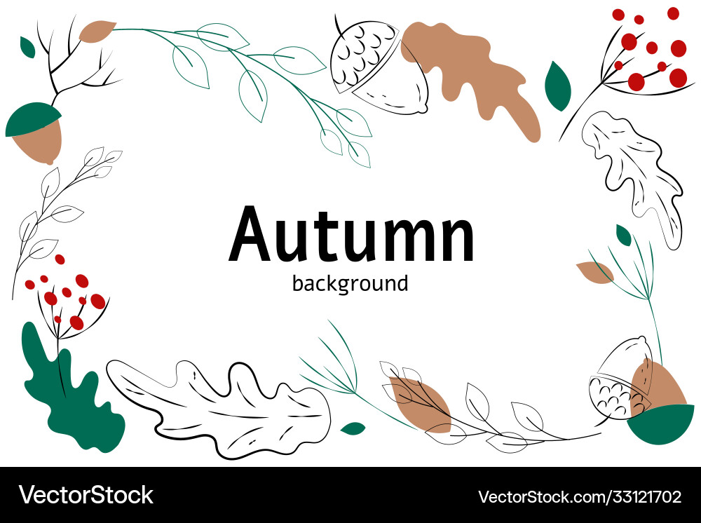 Frame autumn hand drawn images black Royalty Free Vector