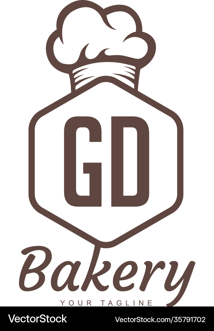 Gd letter logo design with chef icon bakery Vector Image