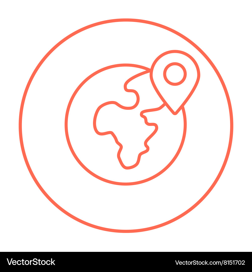 Globe with pointer line icon Royalty Free Vector Image