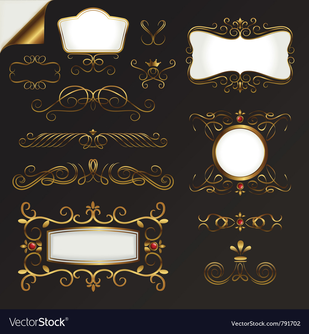 Gold border set Royalty Free Vector Image - VectorStock