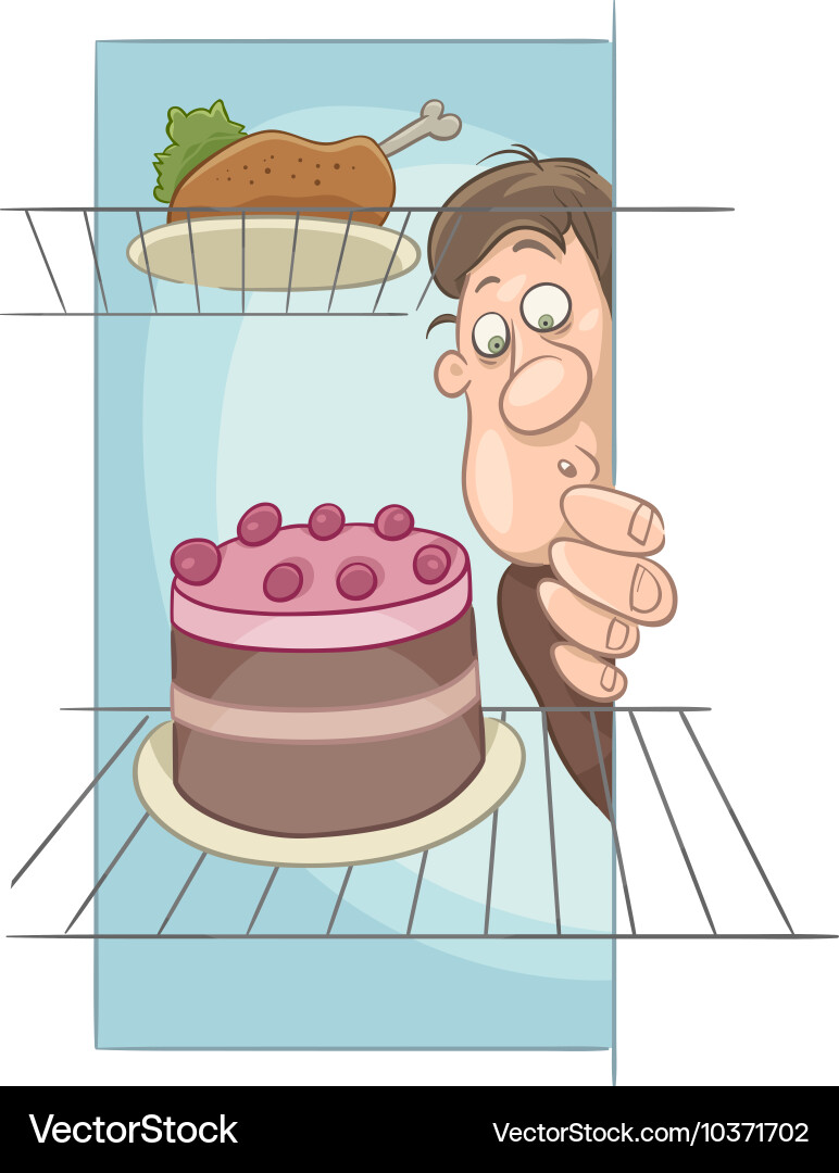 Hungry man on diet cartoon Royalty Free Vector Image