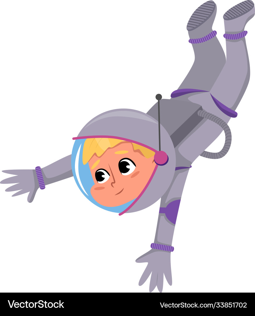 Kid astronaut in outer space suit floating Vector Image