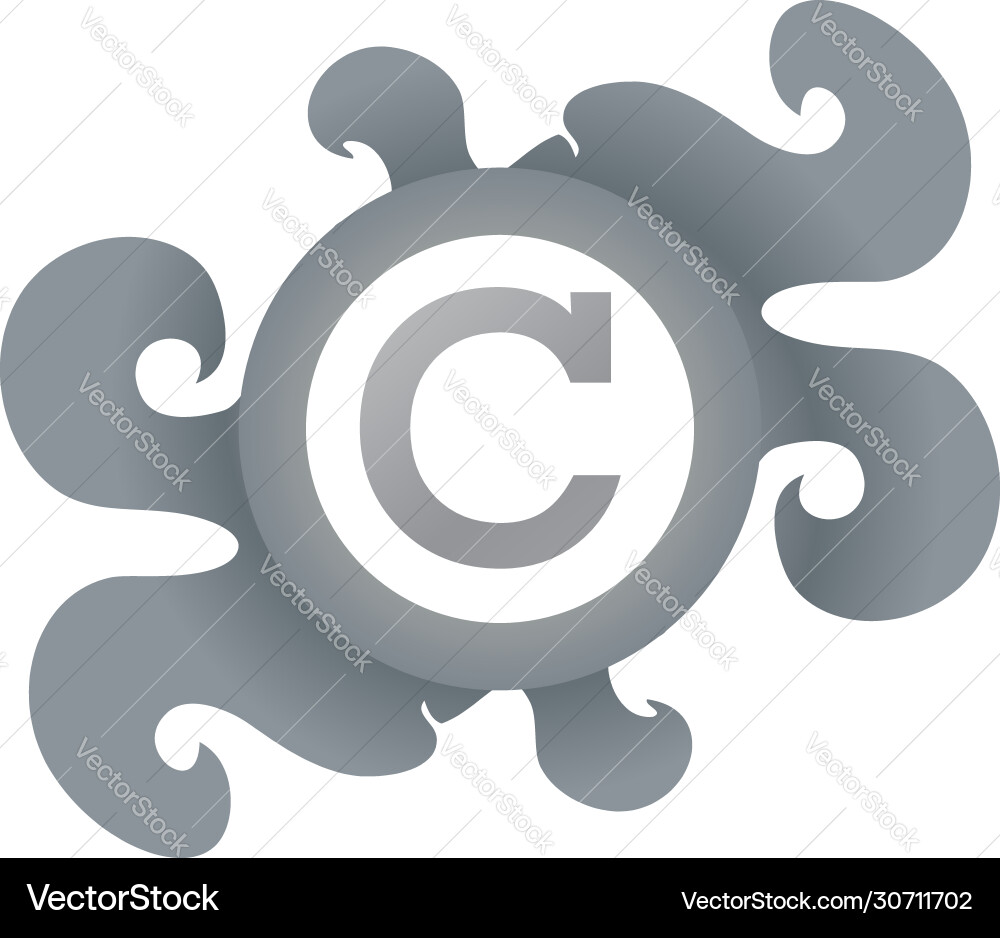 Letter c decorative brooch alphabet logo isolated Vector Image