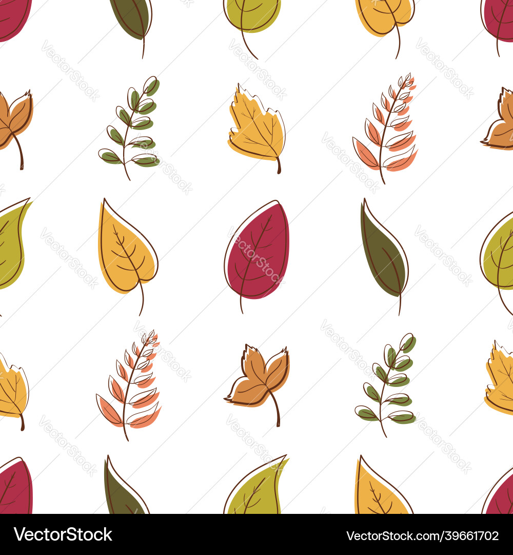 Lovely autumn leaves pattern colorful seamless Vector Image
