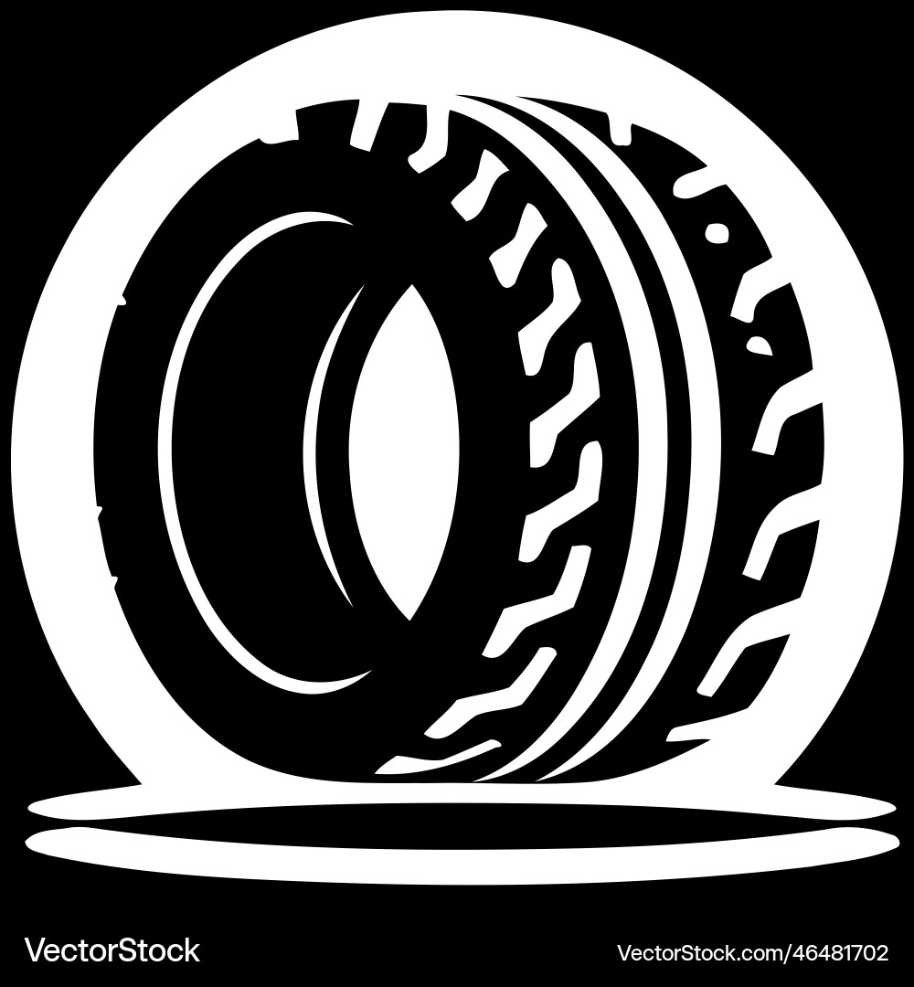 Passenger car tire black and white Royalty Free Vector Image