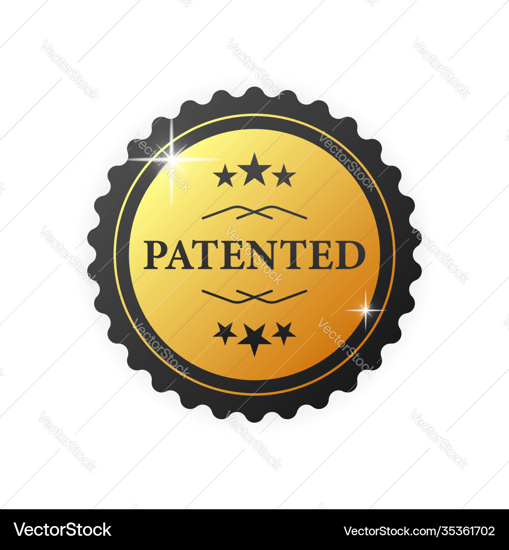 Patented badge for promotion design white Vector Image