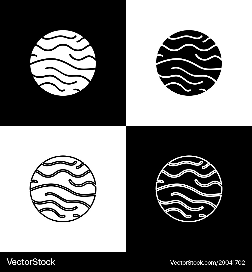 Set planet venus icon isolated on black and white Vector Image
