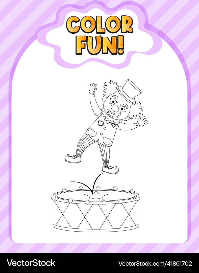 Worksheets template with color fun text and clown Vector Image