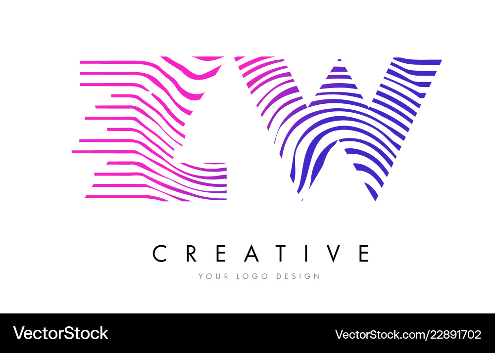 Zw z w zebra lines letter logo design Royalty Free Vector