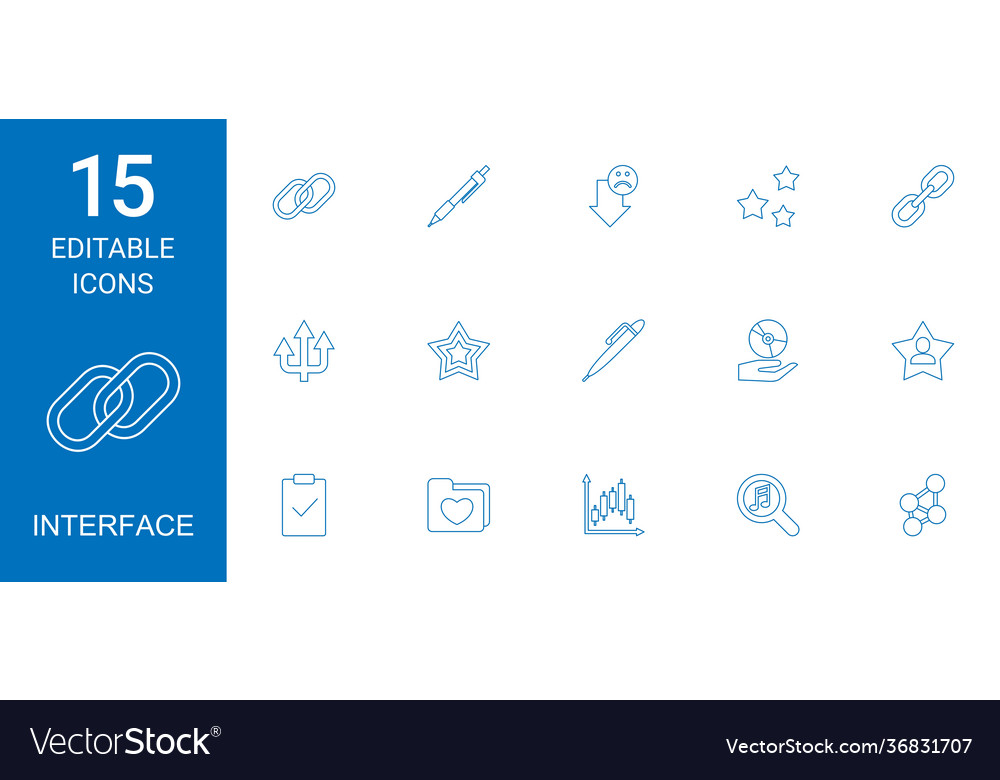 15 interface icons Royalty Free Vector Image - VectorStock