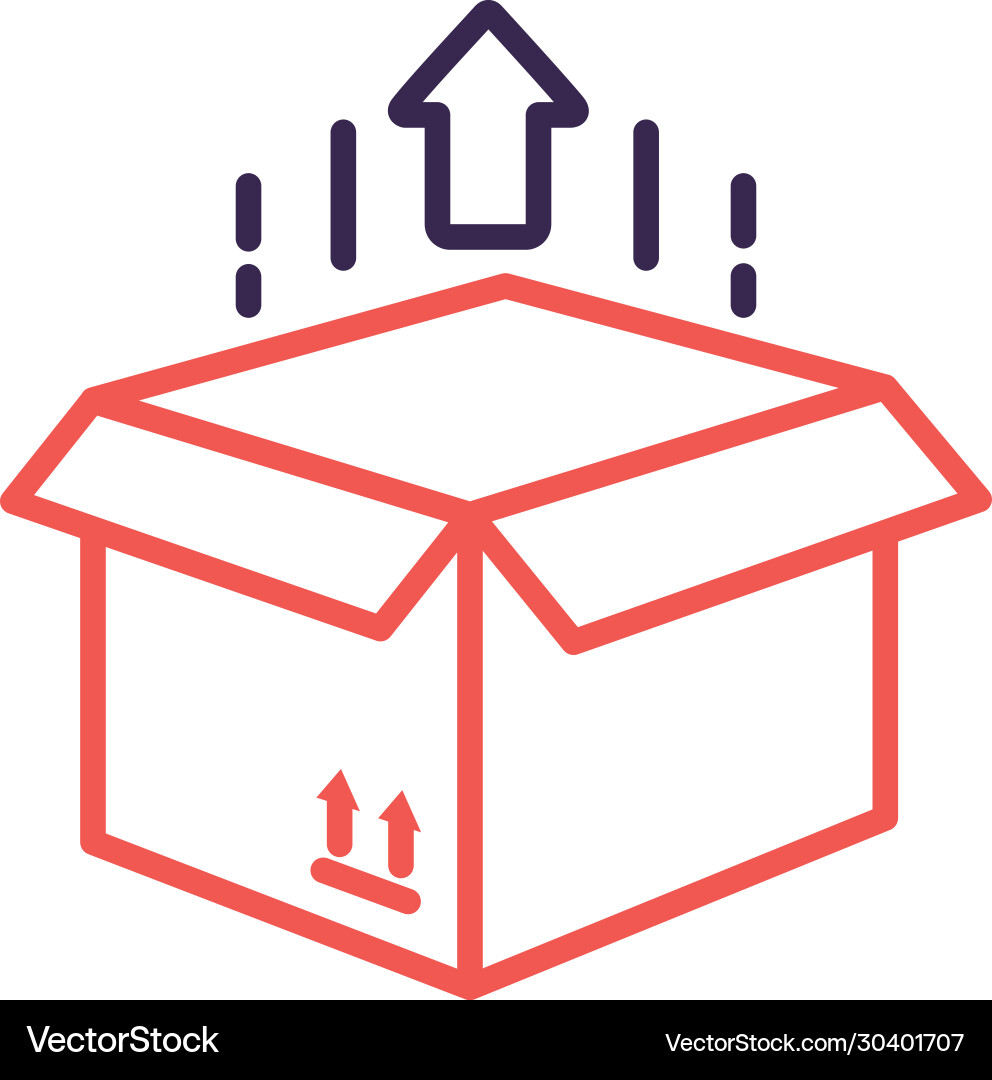 Arrow up with box carton packing postal service Vector Image