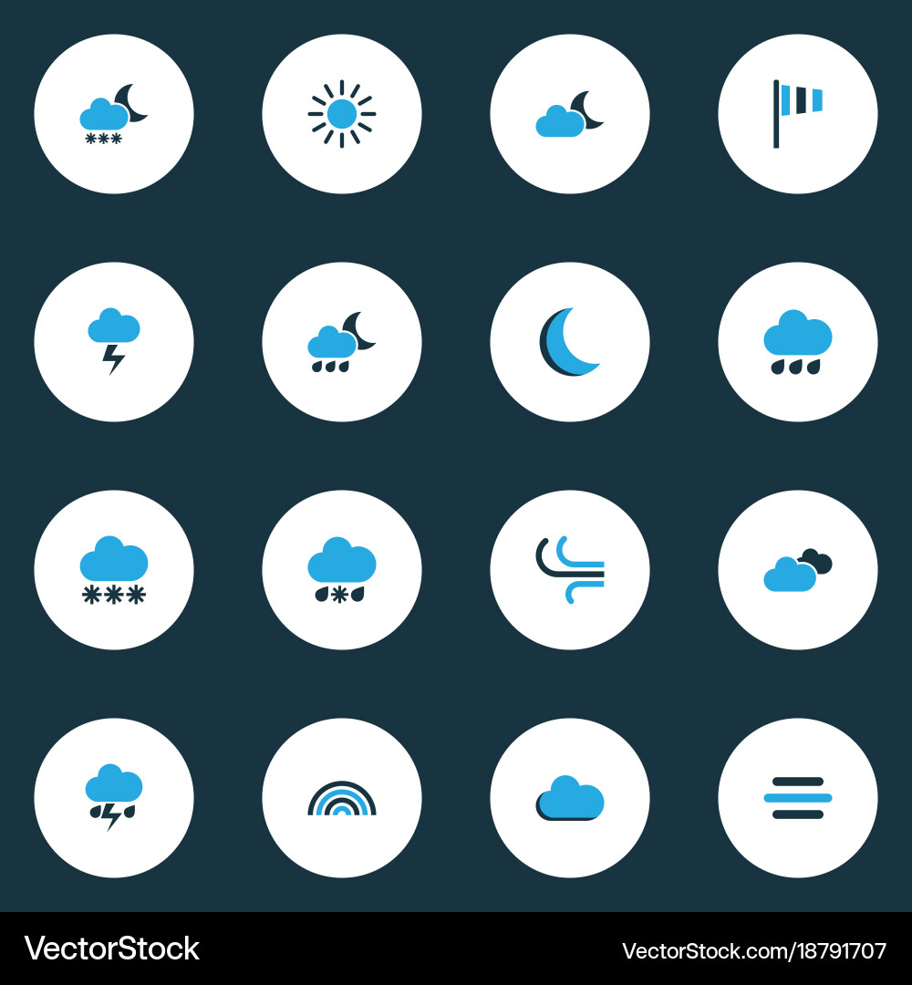 Climate colorful icons set with rainfall breeze Vector Image