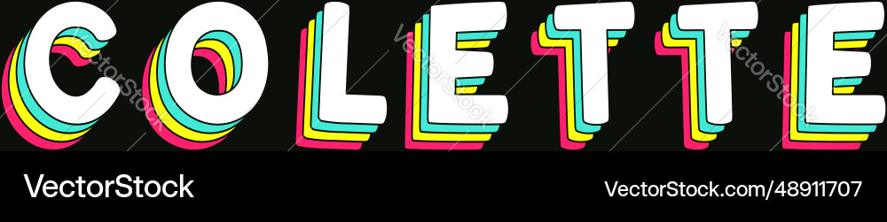 Colette - retro rainbow typography faded style Vector Image