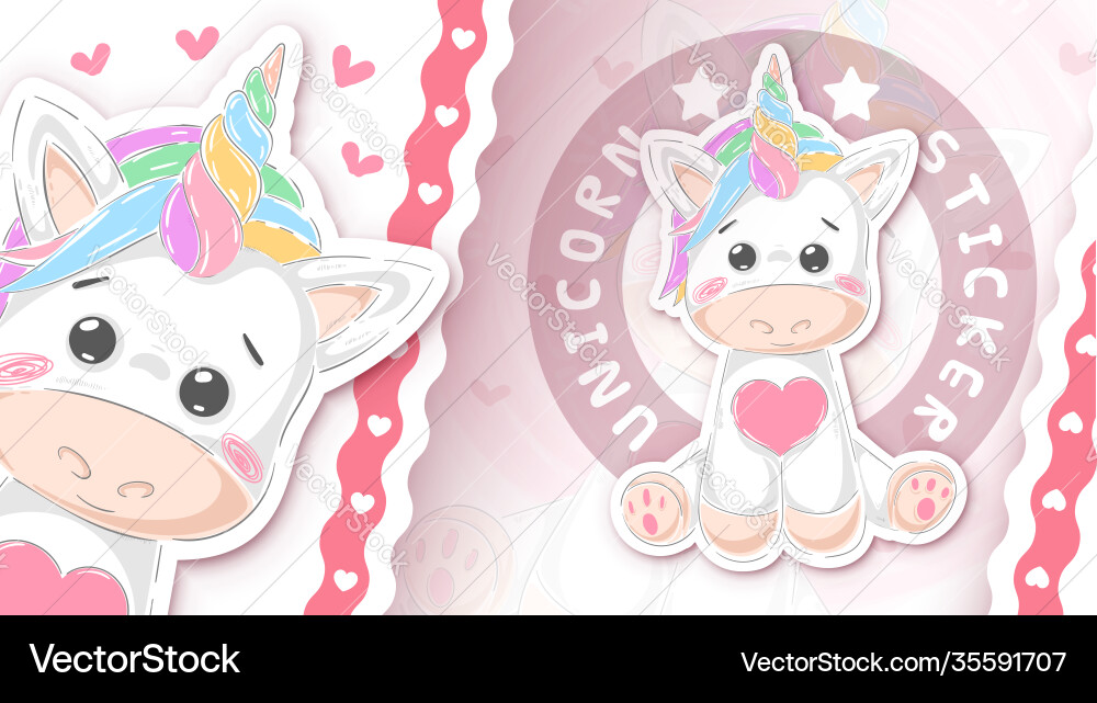 Cute unicorn - sticker for your idea Royalty Free Vector