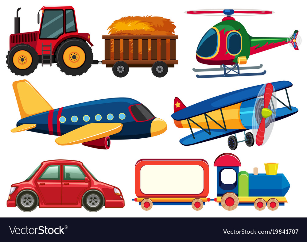 Different types of transportations on white Vector Image Different types of transportations on white Vector Image