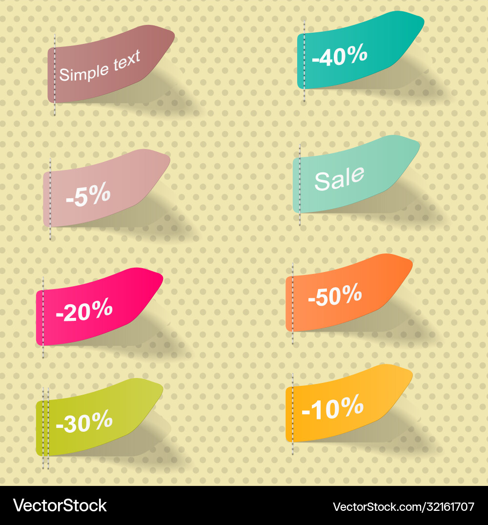 Discount coupons icon set offer price Royalty Free Vector