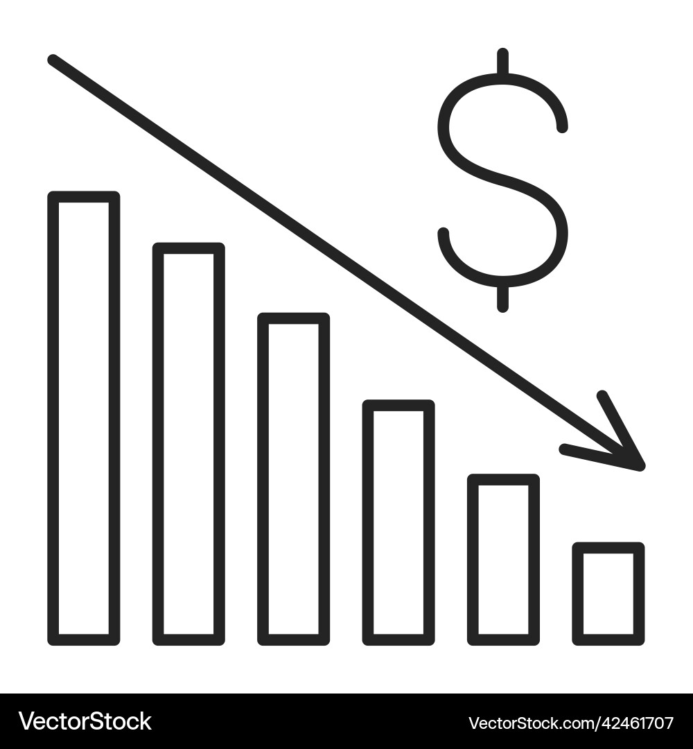 Economical value of dollar falling down isolated Vector Image