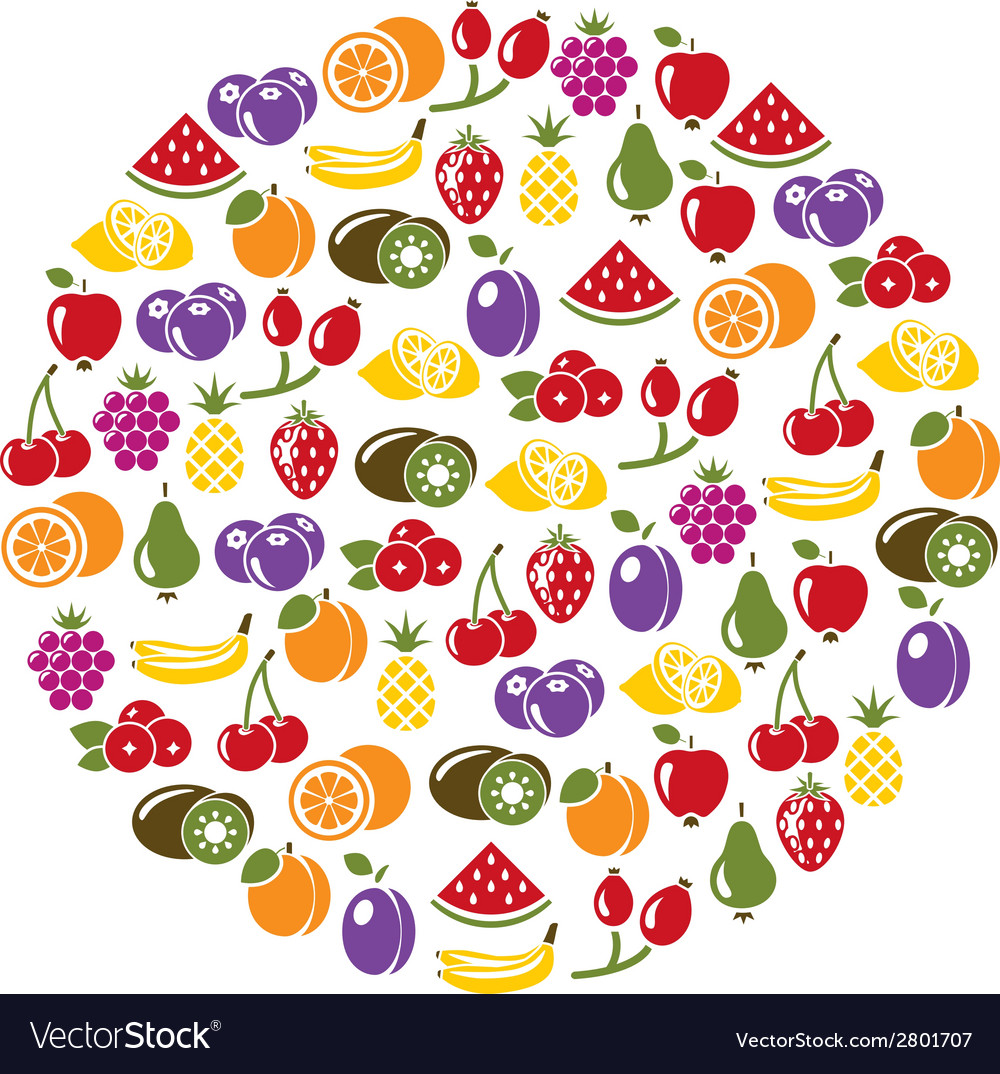 Fruit icons in circle Royalty Free Vector Image