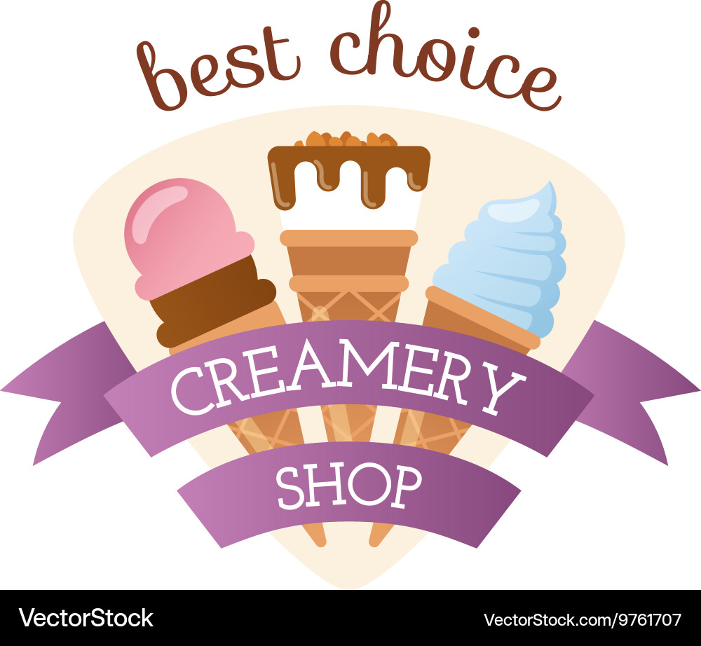 Icecream badge food logo Royalty Free Vector Image