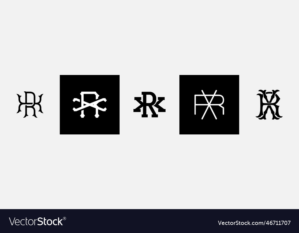 Initial letters rx monogram logo design bundle Vector Image