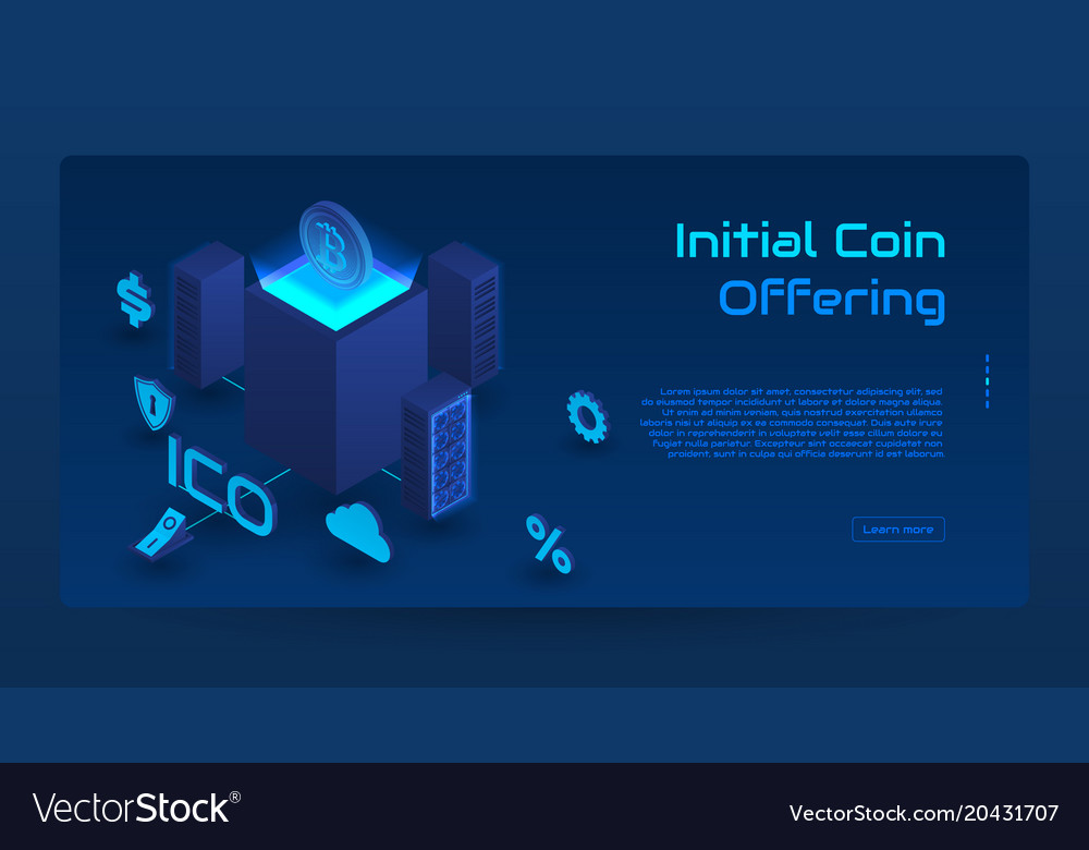 Isometric ico concept banner Royalty Free Vector Image