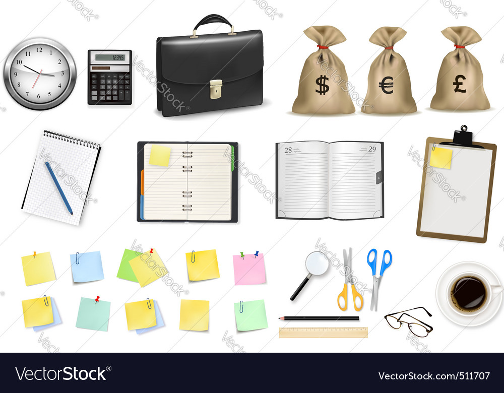 Office items Royalty Free Vector Image - VectorStock