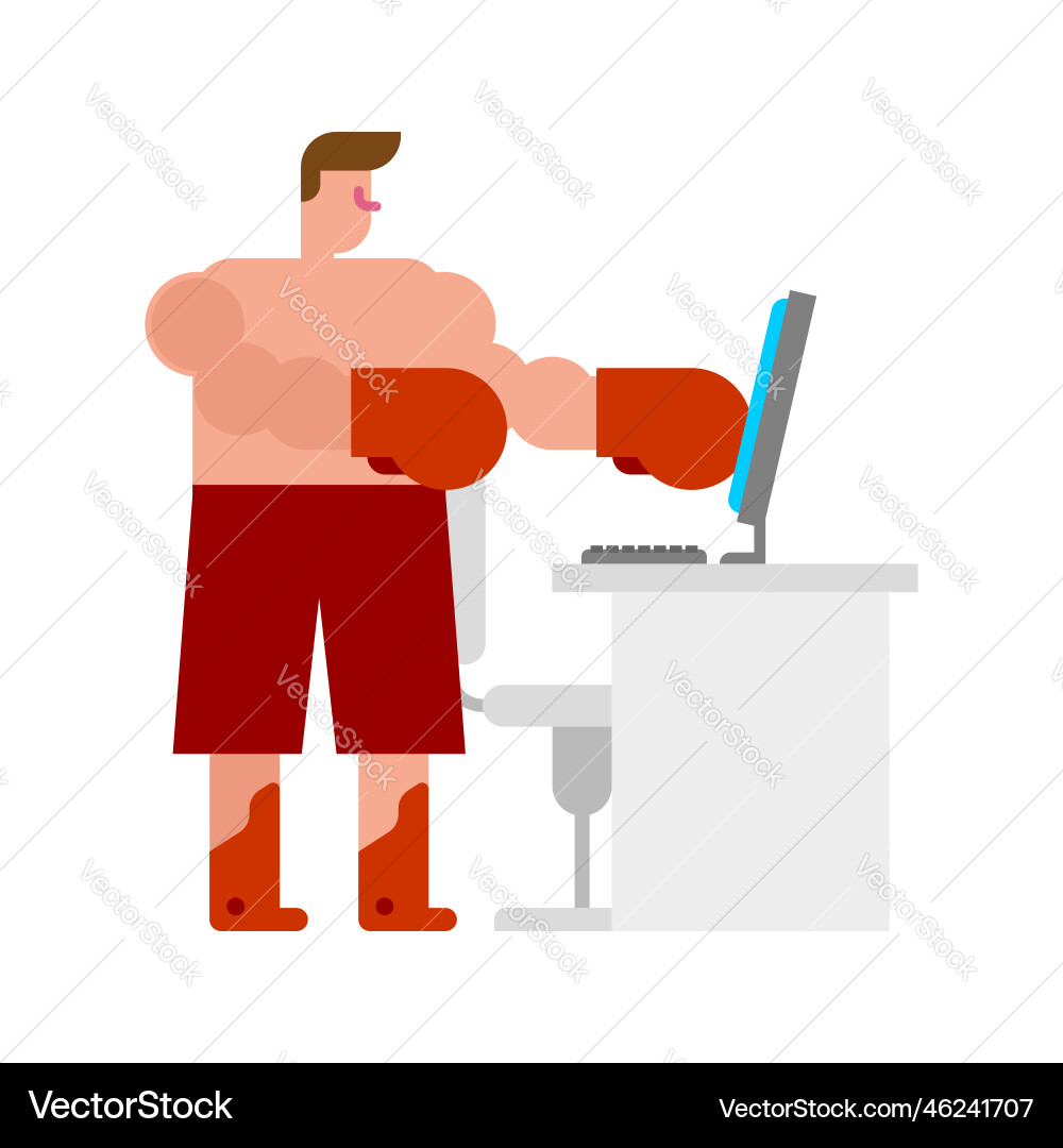 Online fight aggressive opponent in internet man Vector Image
