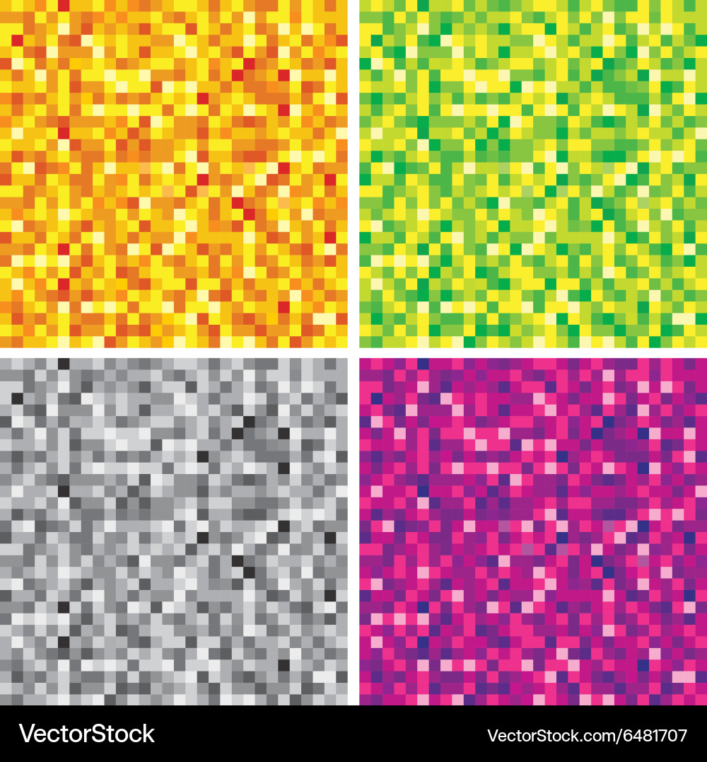 Set of abstract chaotic pixel backgrounds Vector Image
