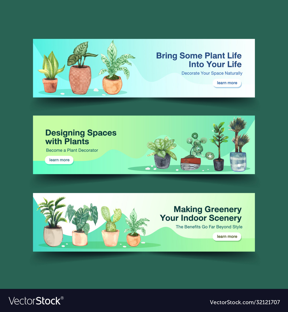 Summer plants banner template design Royalty Free Vector