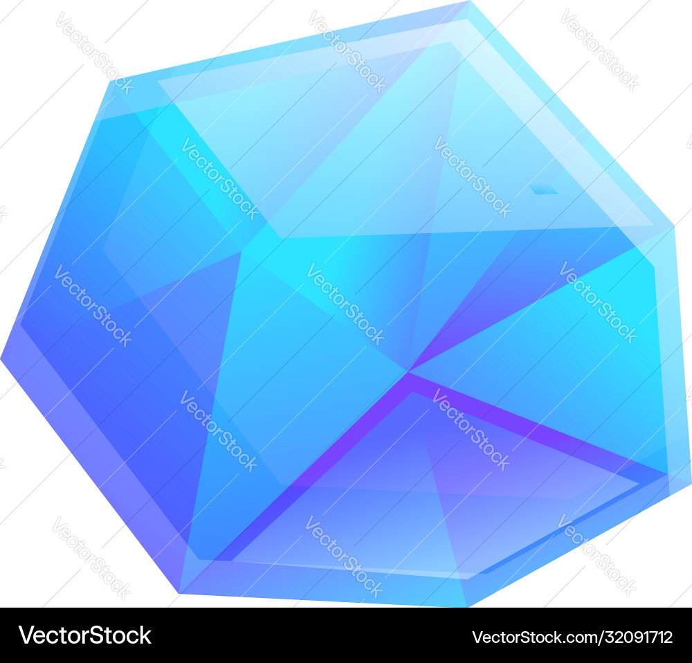 Blue crystal gemstone icon cartoon style Vector Image